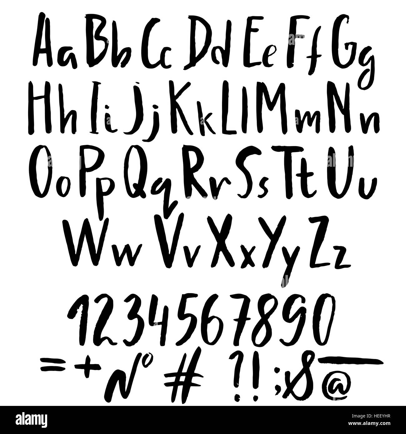 Hand drawn font made by dry brush strokes. Grunge style alphabet ...