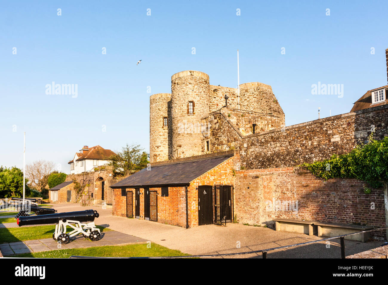 England, historic harbour town of Rye. 13th century Ypres Tower castle ...