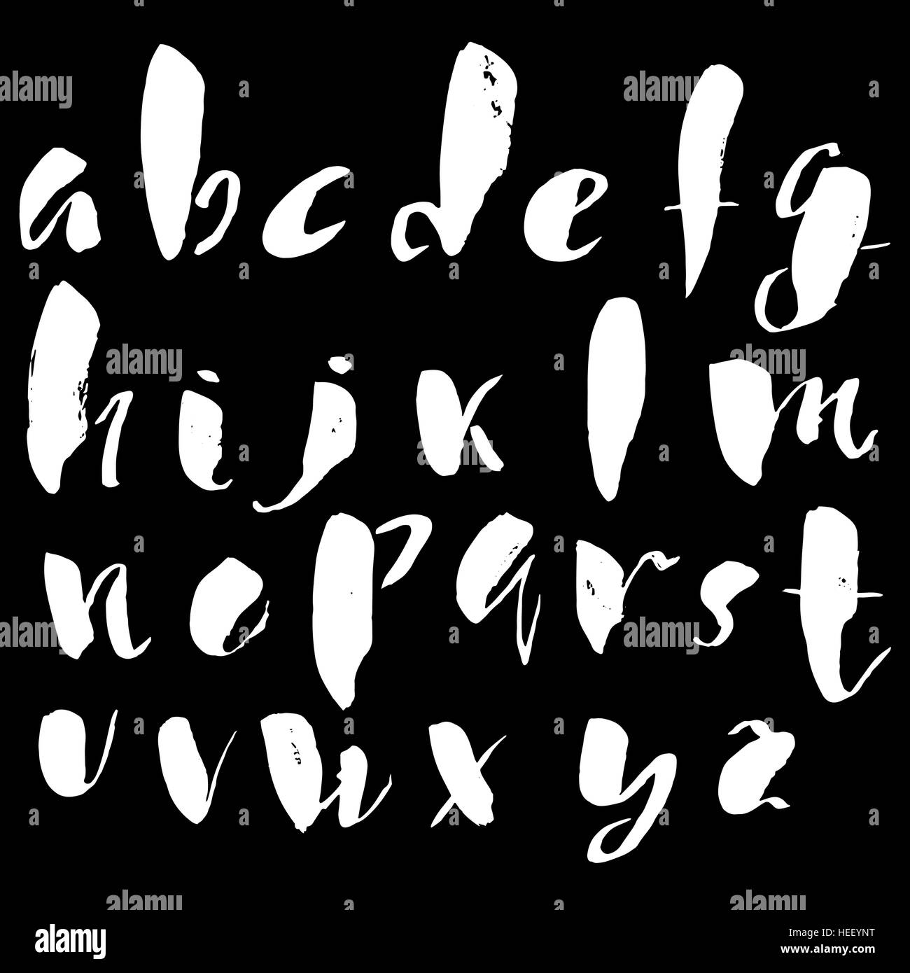 Hand drawn font made by dry brush strokes. Grunge style alphabet ...