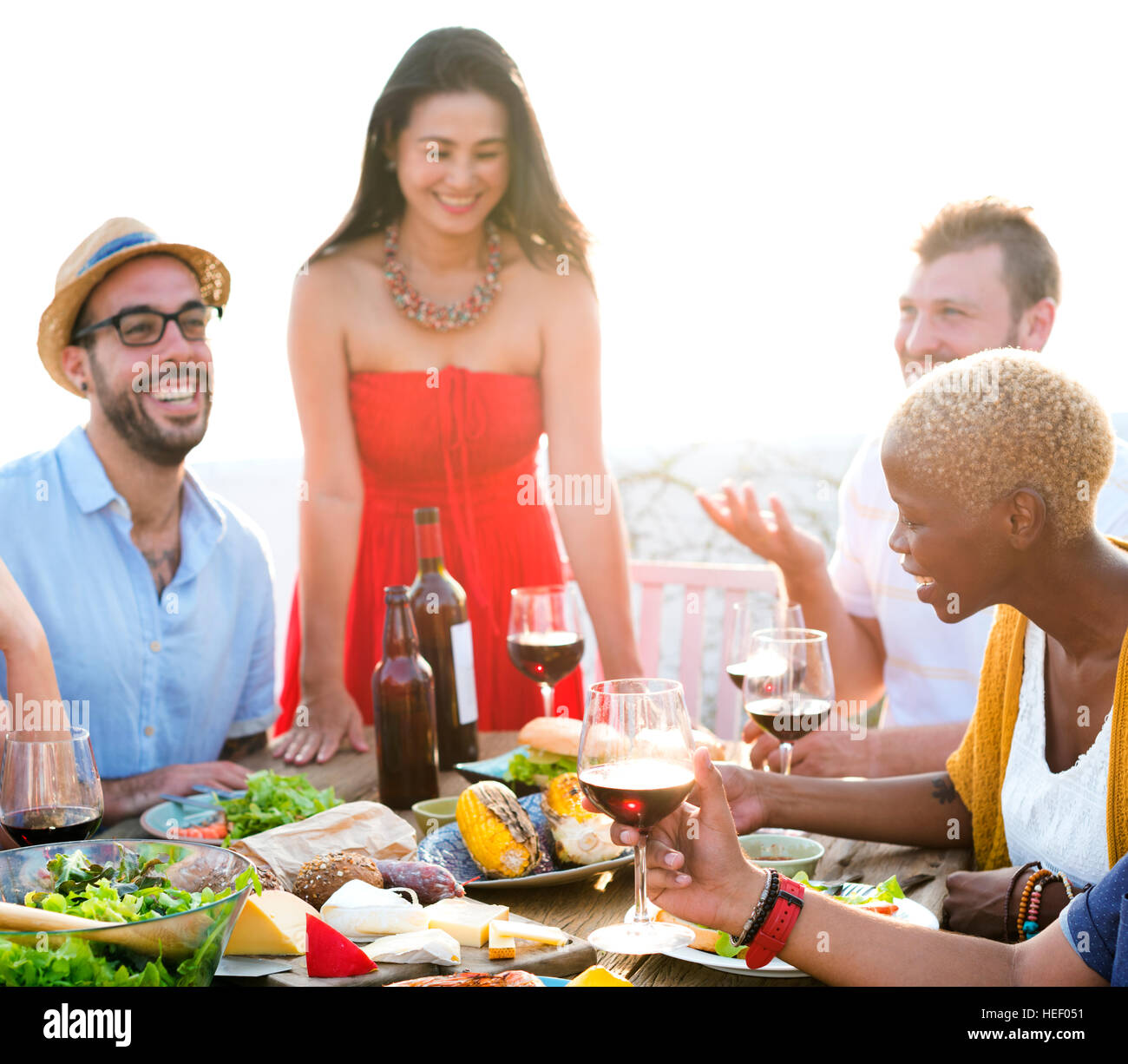 Group Of People Dining Concept Stock Photo - Alamy