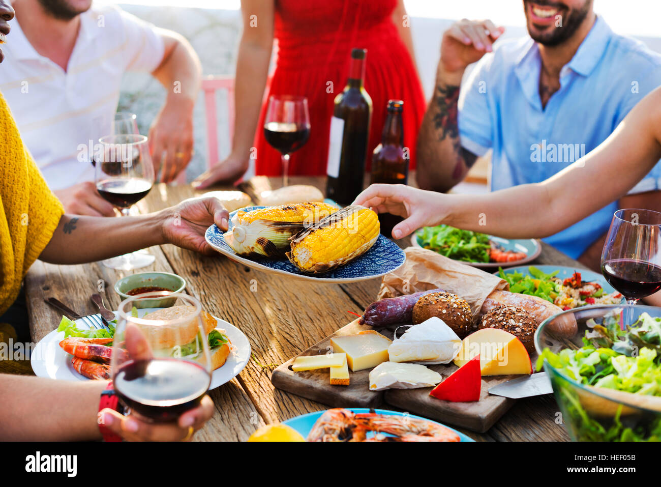 Group Of People Dining Concept Stock Photo - Alamy