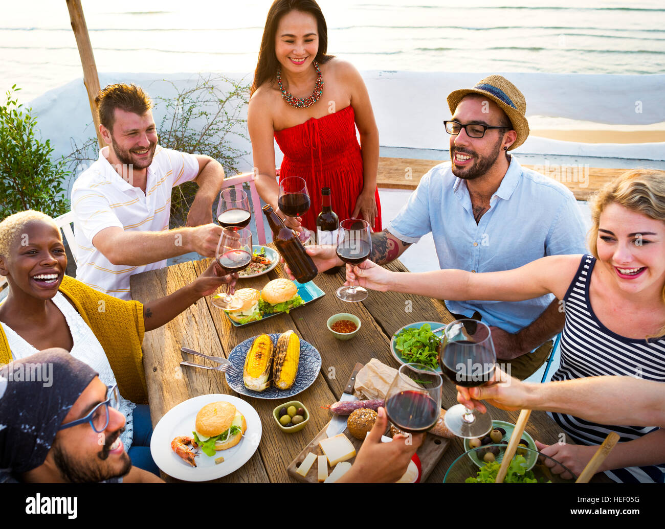 Group Of People Dining Concept Stock Photo - Alamy