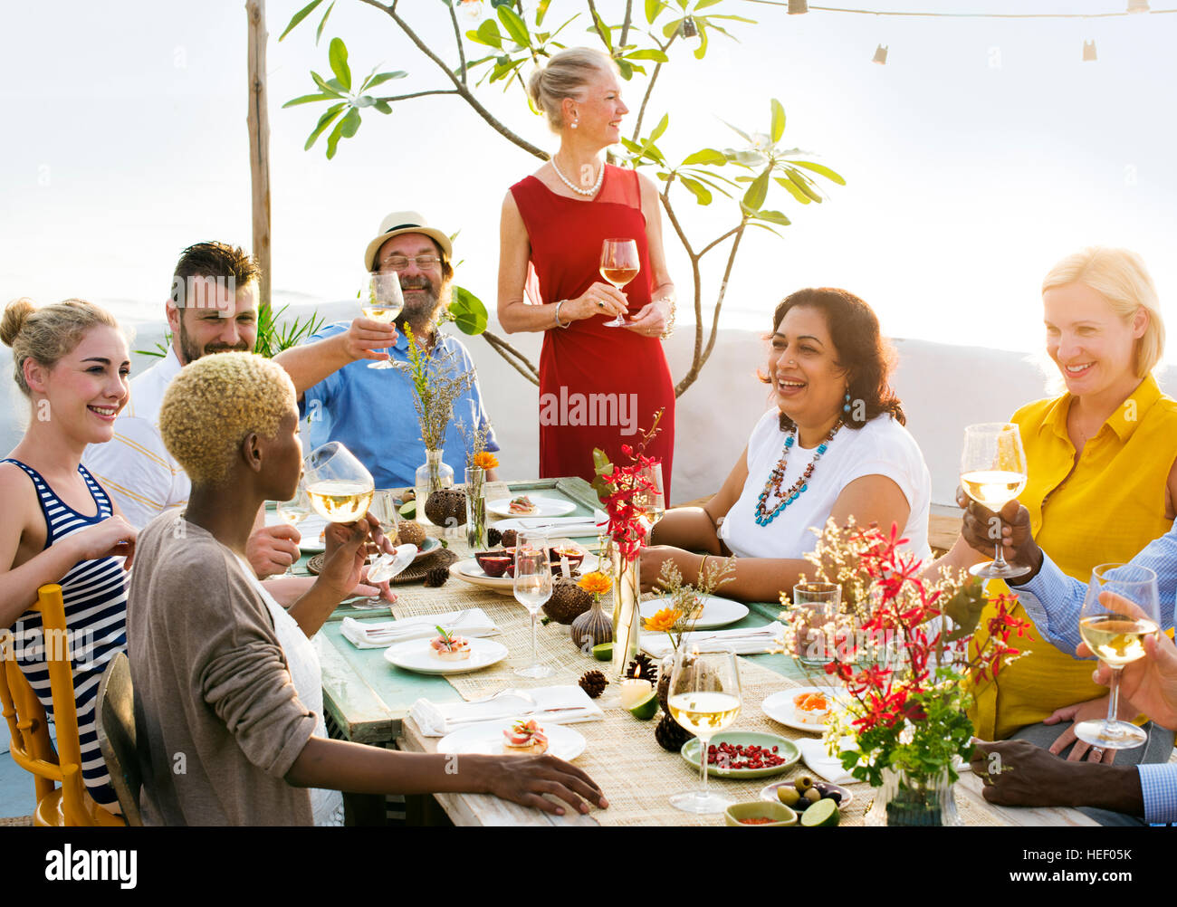 Group Of People Dining Concept Stock Photo - Alamy