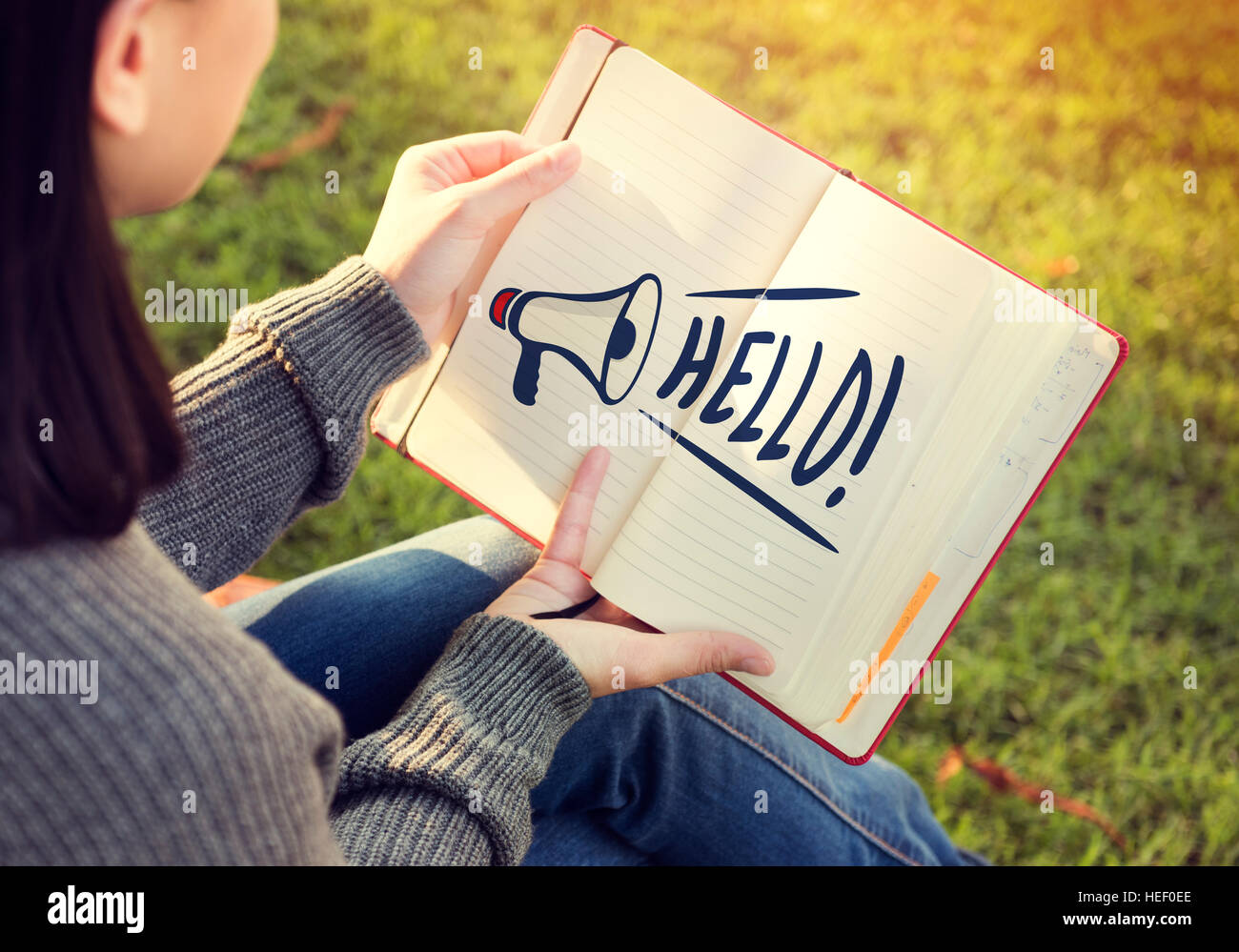 Hello Great Accost Greeting Salute Welcome Concept Stock Photo - Alamy