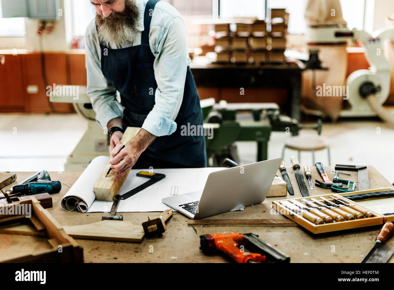 Carpenter Craftsman Handicraft Wooden Workshop Concept Stock Photo - Alamy