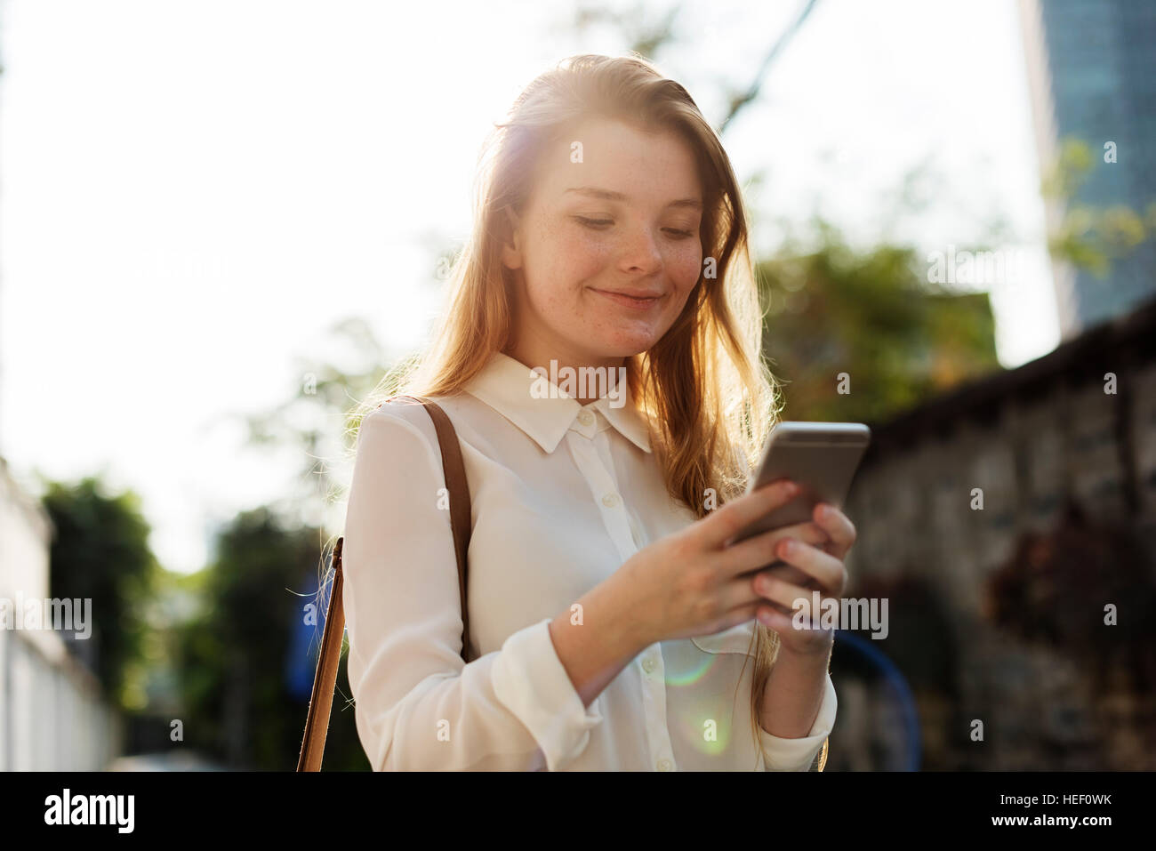 Girl Using Browsing Phone Concept Stock Photo - Alamy