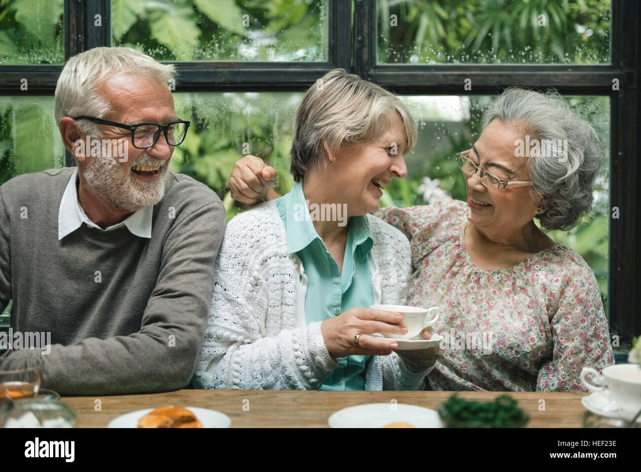 Group of Senior Retirement Meet up Happiness Concept Stock Photo - Alamy