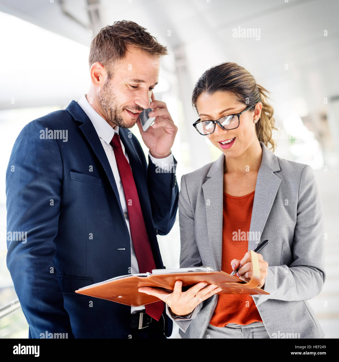 Business People Discussion Mobile Phone Telecommunication Concept Stock ...