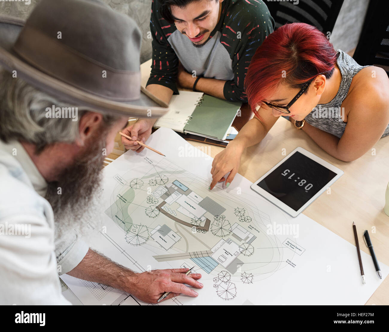 Design Studio Architect Creative Occupation Meeting Blueprint Concept ...