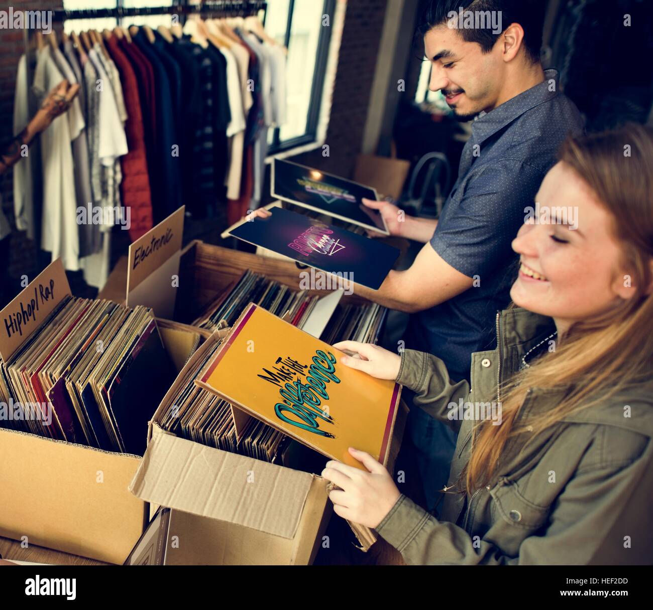 Vinyl Record Store Music Shopping Oldschool Classic Concept Stock Photo ...