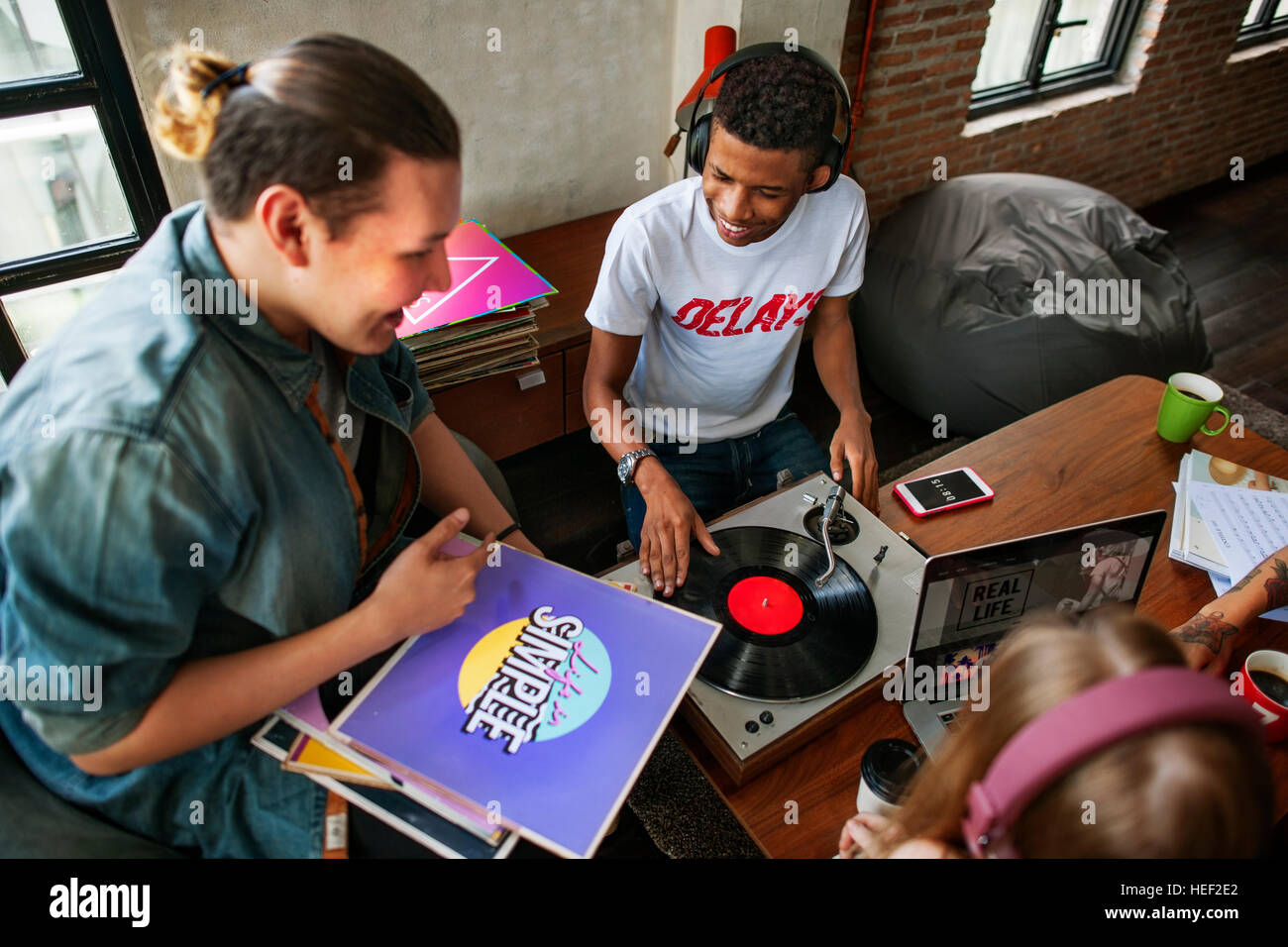 Turntable Vinyl Record DJ Scratch Music Entertainment Concept Stock ...