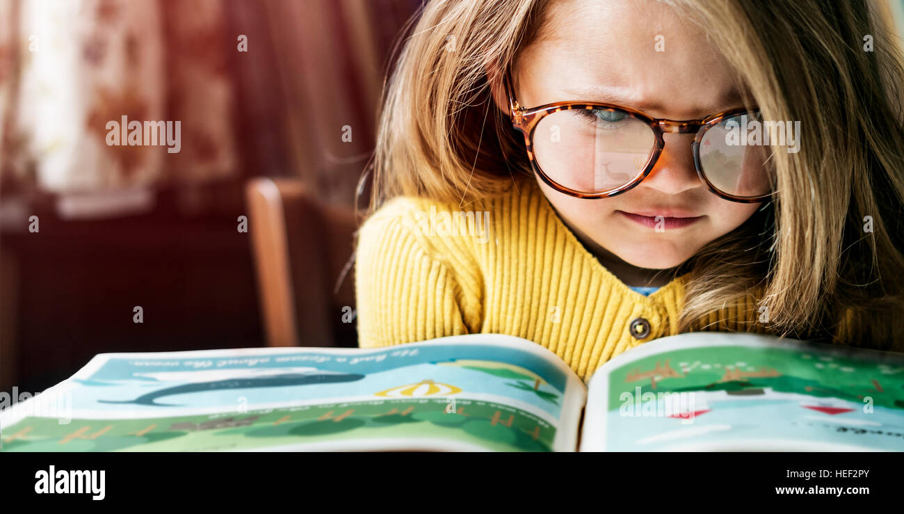 Adorable Cute Girl Reading Storytelling Concept Stock Photo - Alamy