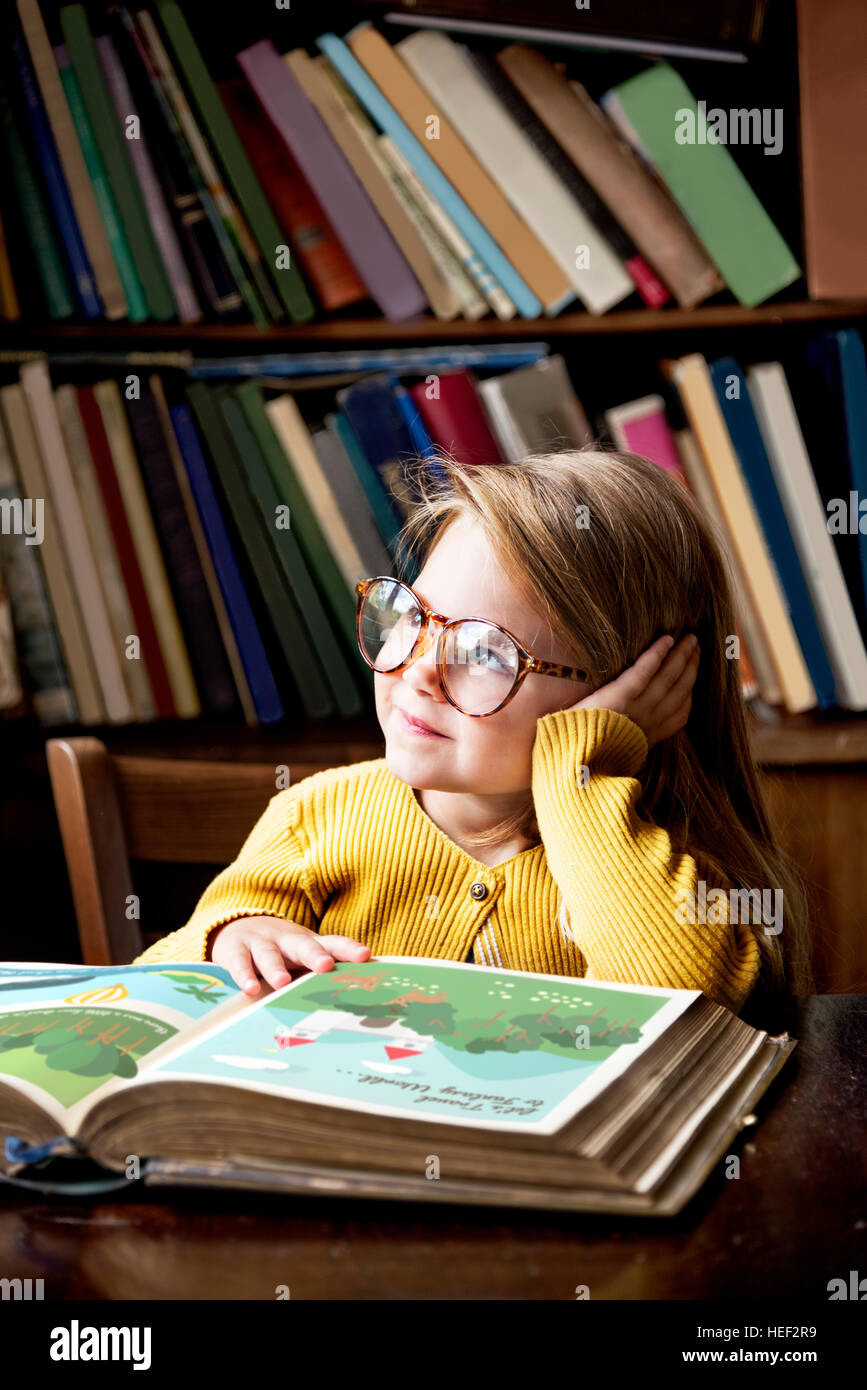 Adorable Cute Girl Reading Storytelling Concept Stock Photo - Alamy