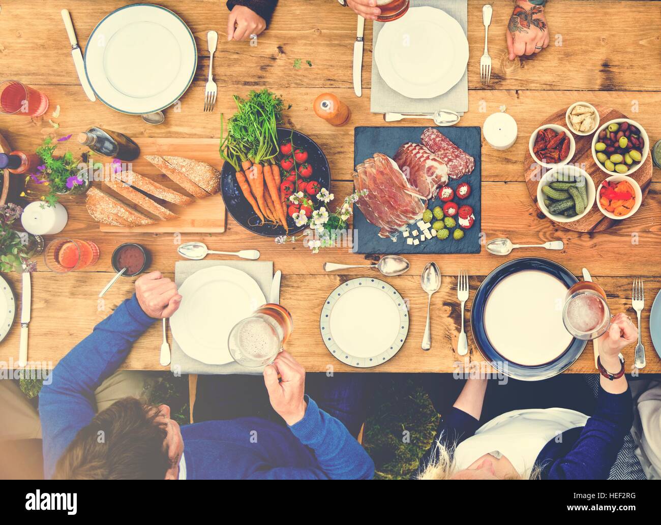 Group Of People Dining Concept Stock Photo - Alamy