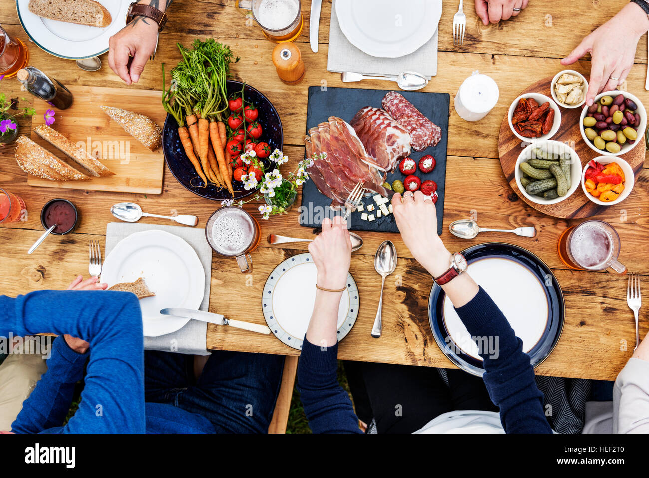 Group Of People Dining Concept Stock Photo - Alamy