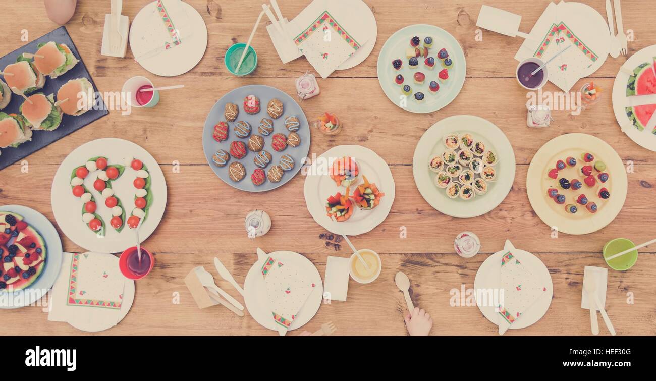 Food Party Celebration Table Setting Concept Stock Photo - Alamy