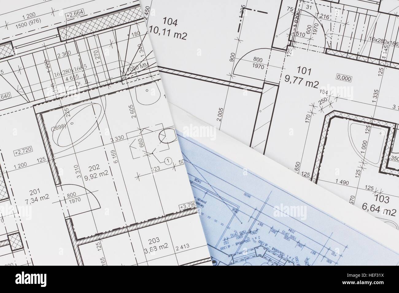 Desk project supervisor. Plans of building. Architectural project ...