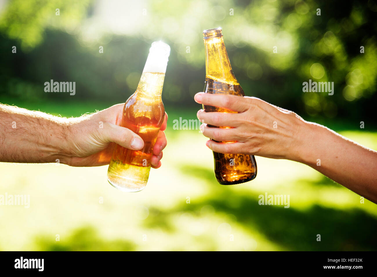 Cheers Beer Alcohol Celebration Outdoors Toast Concept Stock Photo - Alamy