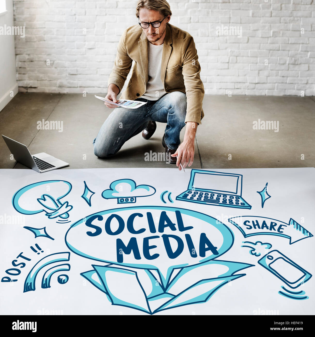 Social Media Online Post Share Icons Concept Stock Photo - Alamy