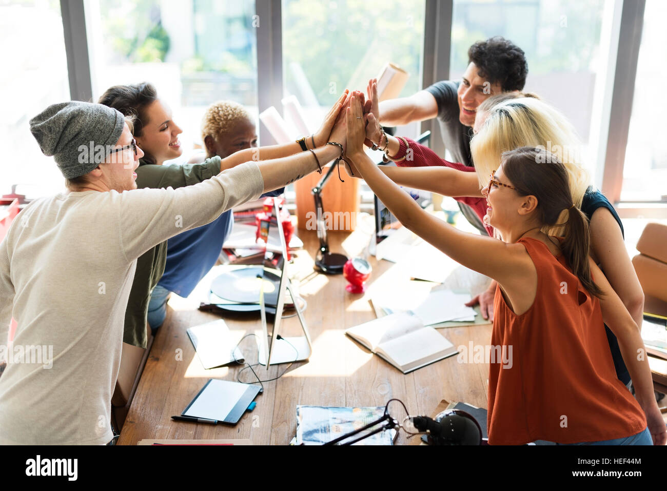 Teamwork Power Successful Meeting Workplace Concept Stock Photo - Alamy