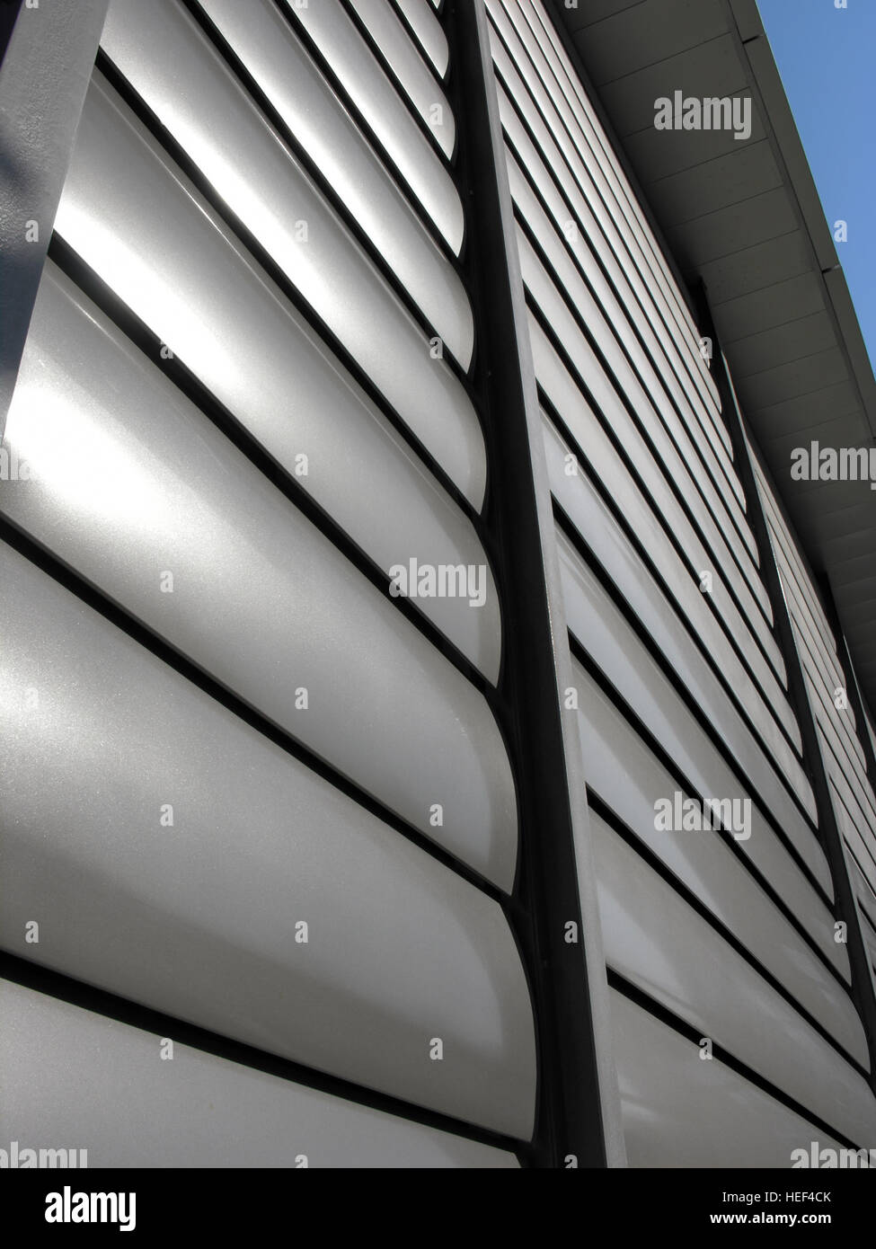 closed metallic window shutter at the office building, innovation ...