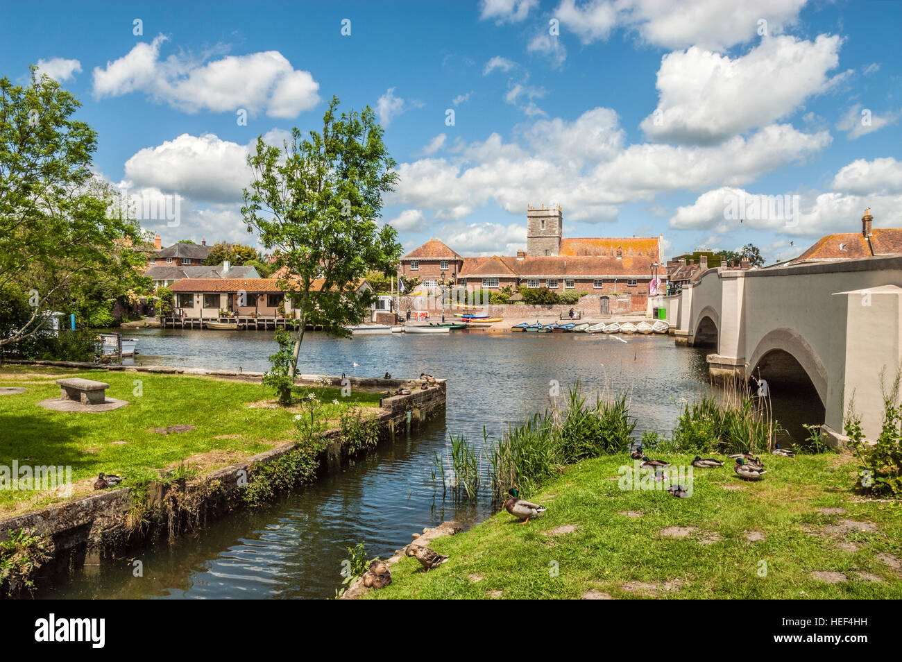 Riverside at River Frome Wareham, Dorset, South East England Stock ...