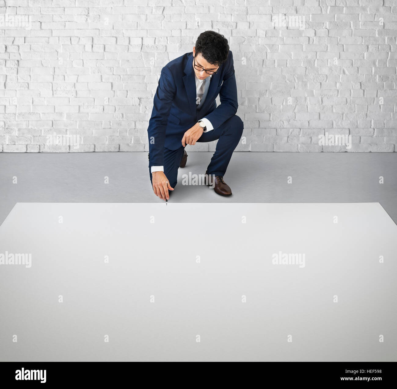 Businessman Draft Business Plan Layout Concept Stock Photo - Alamy