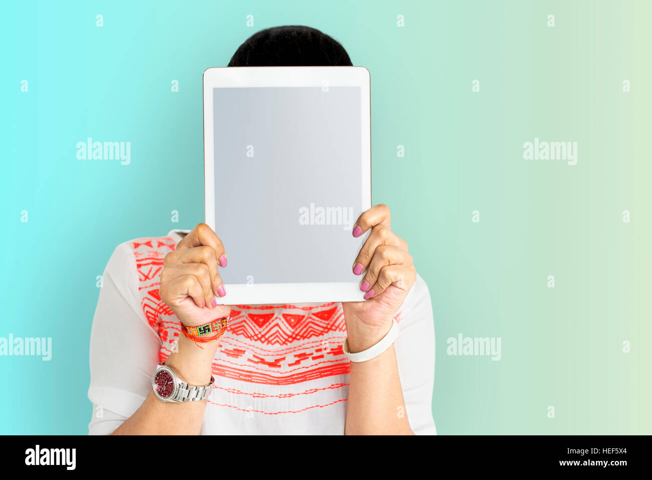 Person Holding Tablet Face Concept Stock Photo - Alamy