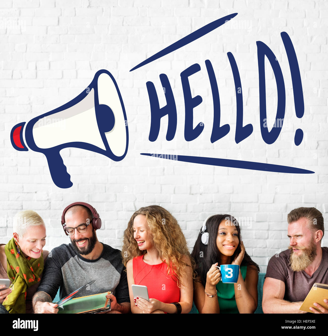 Hello Great Accost Greeting Salute Welcome Concept Stock Photo - Alamy