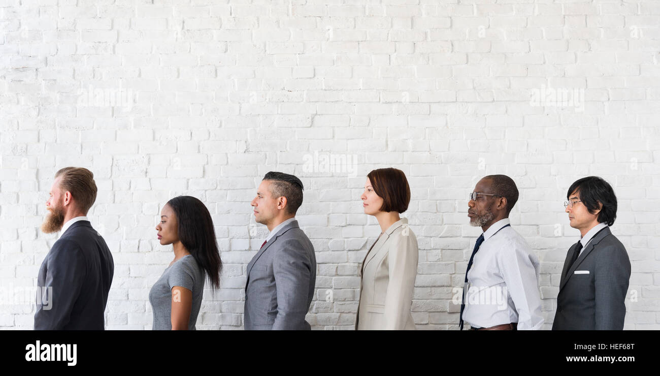 Business People Line up Waiting Standing Concept Stock Photo - Alamy
