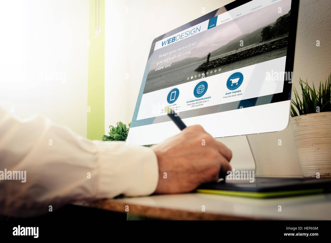 web developer designing a website. All screen graphics are made up ...