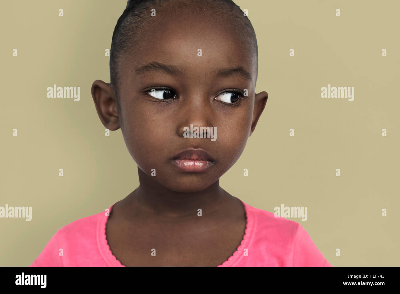 Lonely African Girl Sad Boredom Expression Concept Stock Photo - Alamy