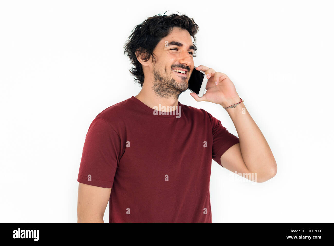Man Smiling Happiness Mobile Phone Talking Portrait Concept Stock Photo ...