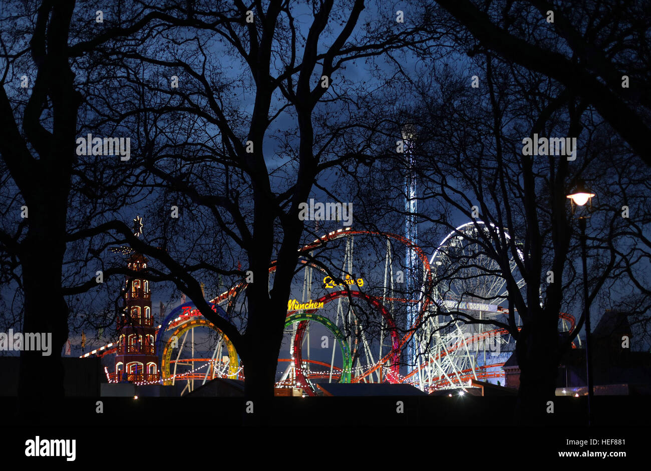 A general view of the Munich Looping roller coaster and the giant ...