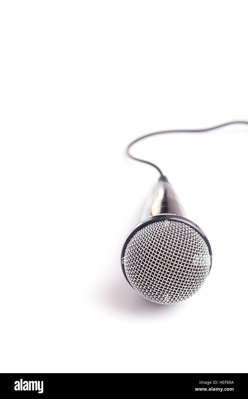 Close up old microphone isolated on white background Stock Photo - Alamy