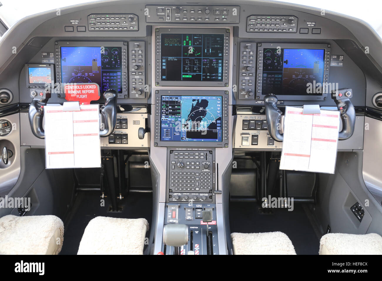 Controls in Cockpit of a Turboprop Airplane Stock Photo - Alamy