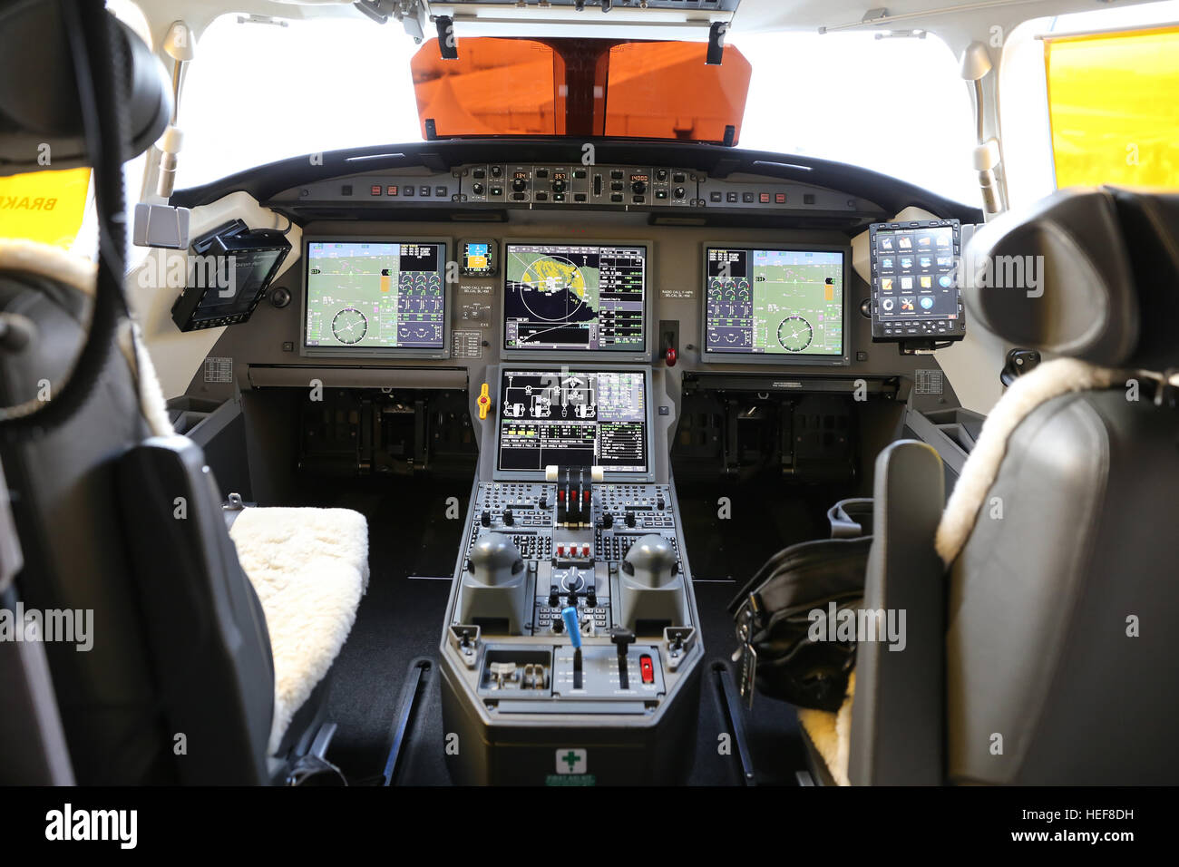 Controls in Cockpit of a Jet Airplane Stock Photo - Alamy