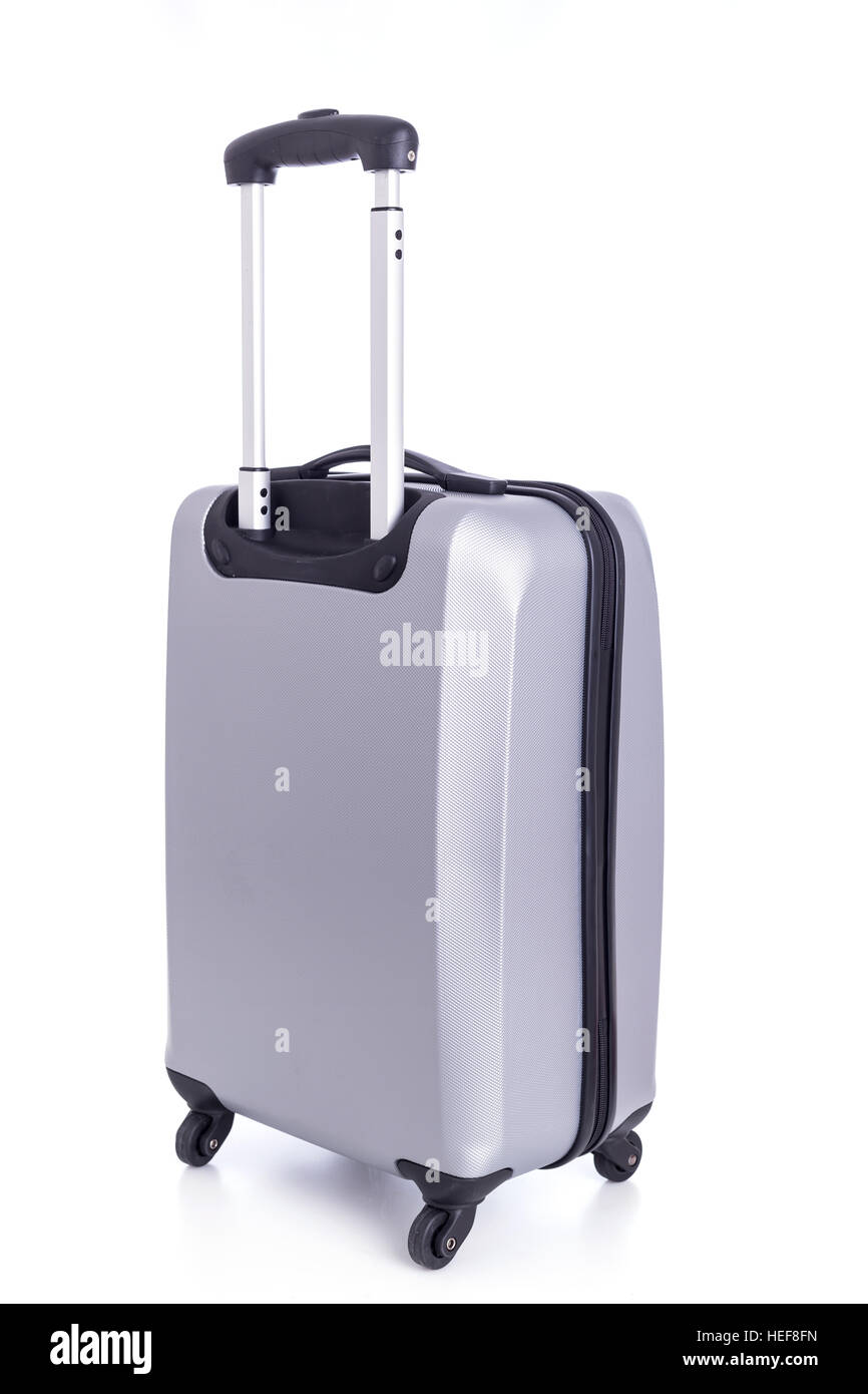 Close up big grey luggage isolated on white background Stock Photo - Alamy