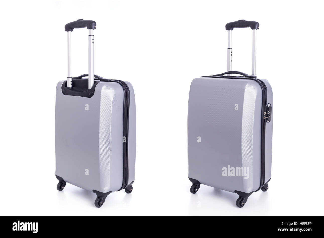 Close up big grey luggage isolated on white background Stock Photo - Alamy