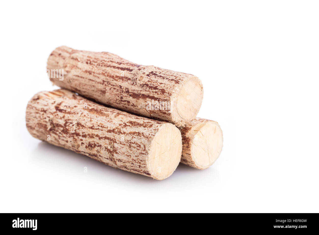 Close up Thanaka wood isolated on white background Stock Photo - Alamy