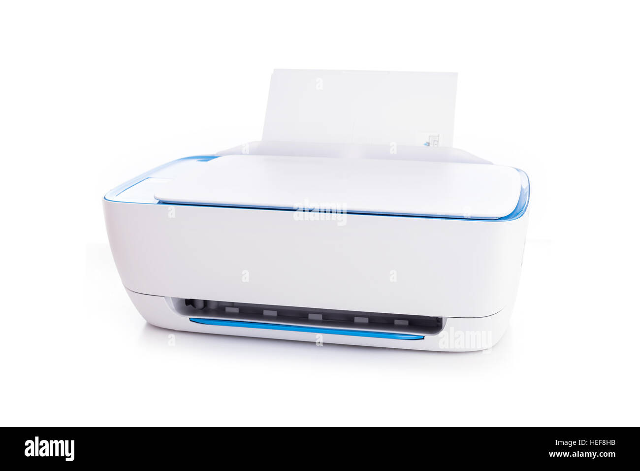 Close up new white printer isolated on white background Stock Photo - Alamy