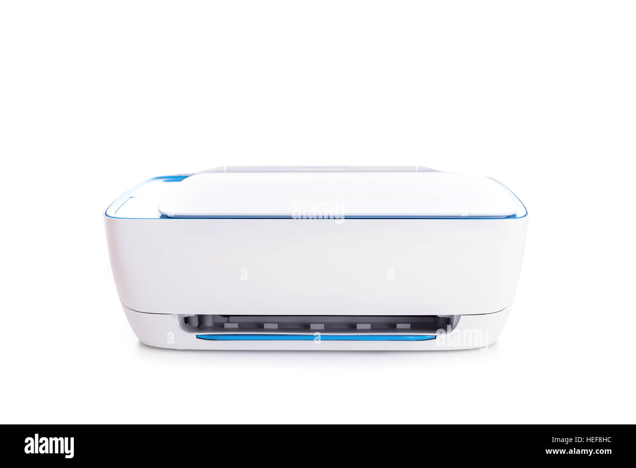 Close up new white printer isolated on white background Stock Photo - Alamy