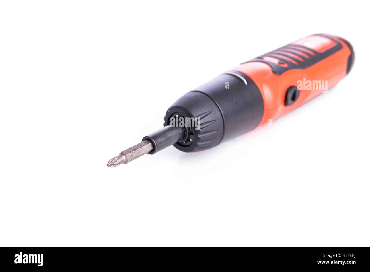 Close up red Cordless screwdriver or power drill isolated on white ...