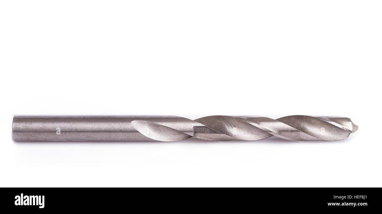 Close up steel drill bit isolated on white background Stock Photo - Alamy