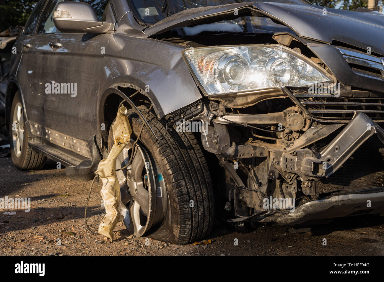 Close up body of car get damaged by accident Stock Photo - Alamy