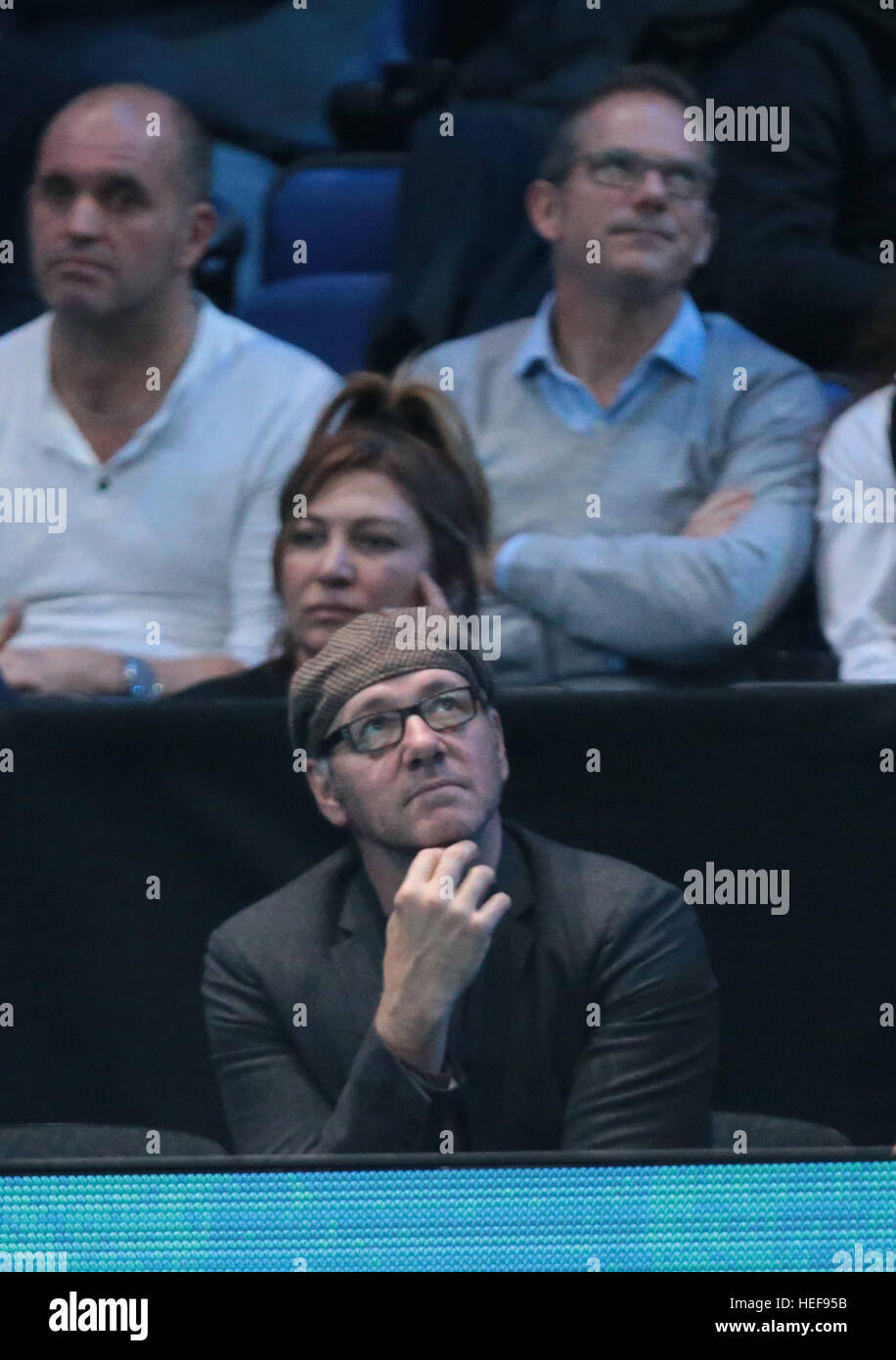 Kevin Spacey watches the action during the men's singles semi final ...