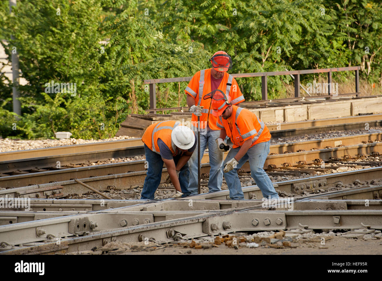 Maintenance Crew on the railroad at Joliet, Illinois, USA Stock Photo ...