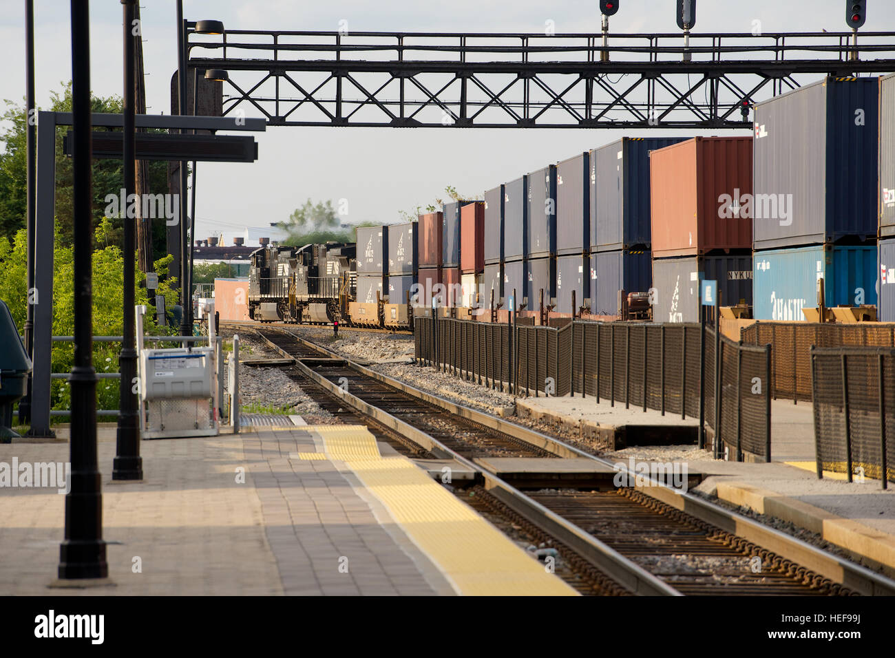 Norfolk Southern powered double-stack container train at Joliet, Illinois, USA Stock Photo - Alamy