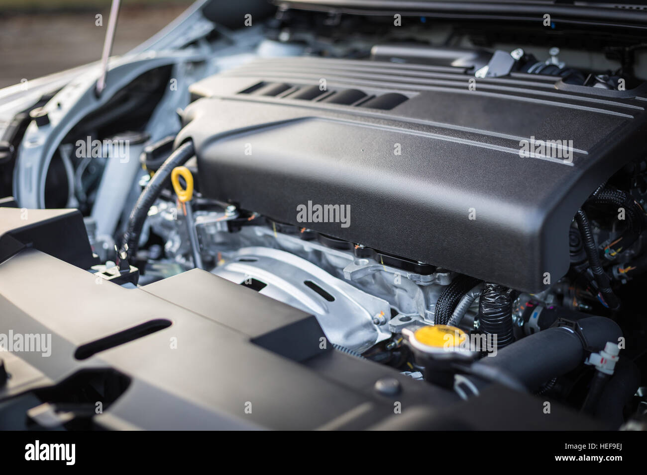 Close up detail of new car engine Stock Photo - Alamy