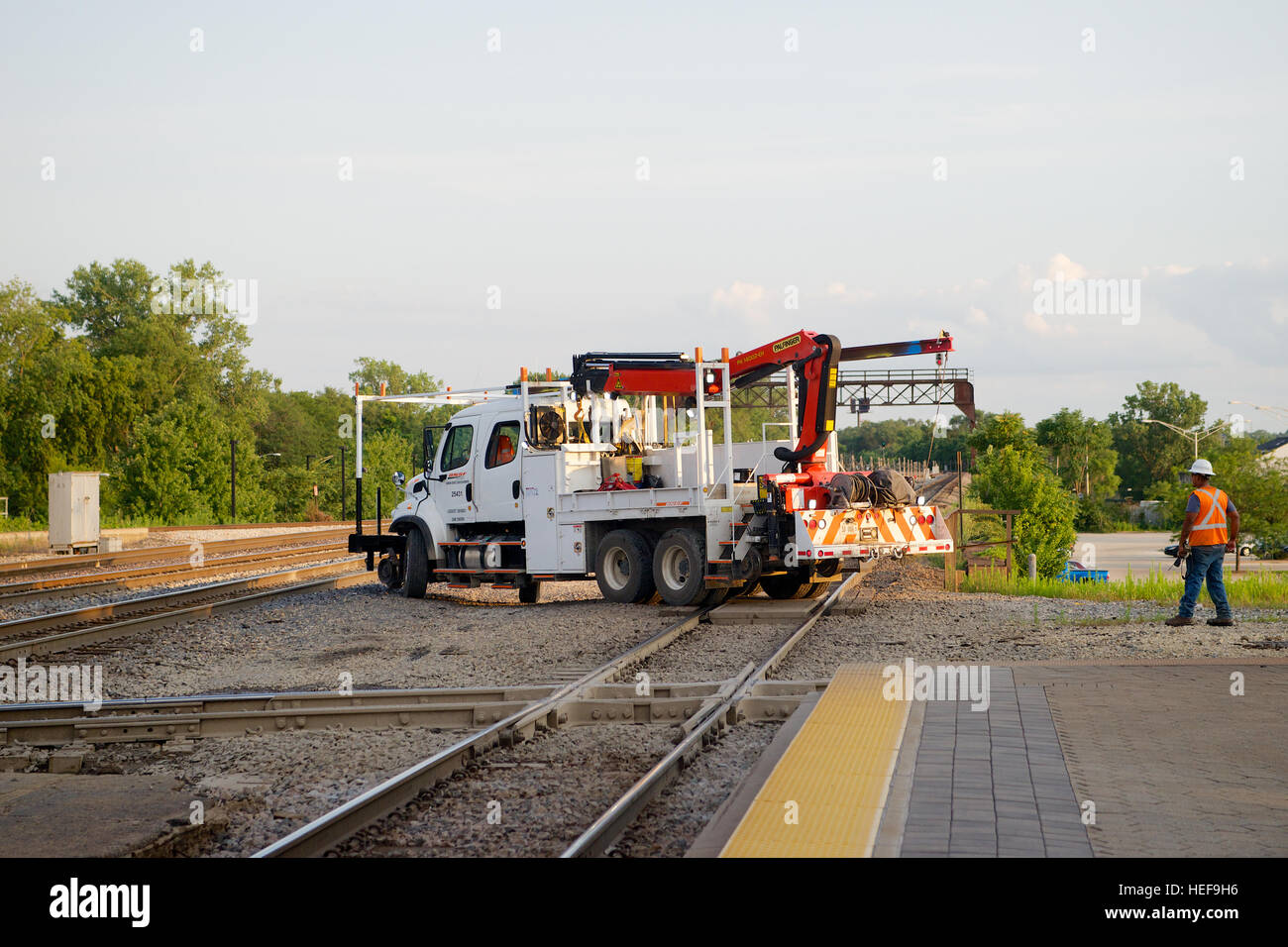 Maintenance crew on the railroad at Joliet, illinois, USA Stock Photo ...